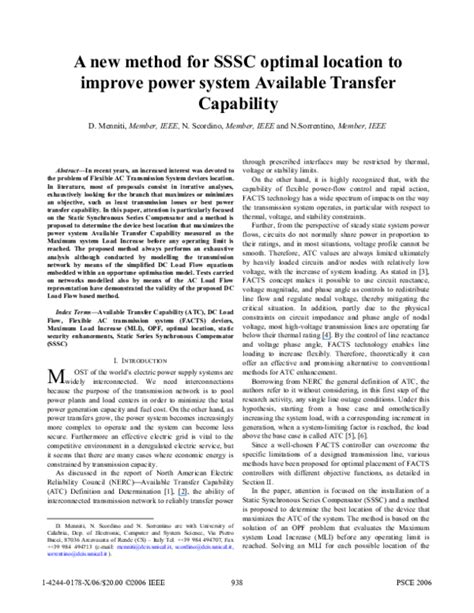 Pdf A New Method For Sssc Optimal Location To Improve Power System