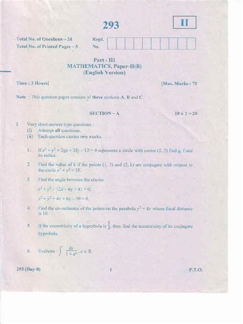 Maths 2b Papers Pdf Ellipse Perpendicular