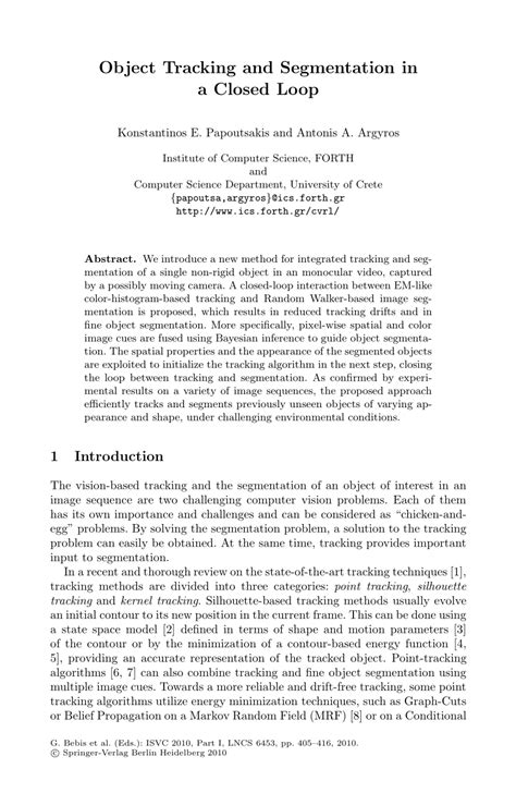 Pdf Object Tracking And Segmentation In A Closed Loop