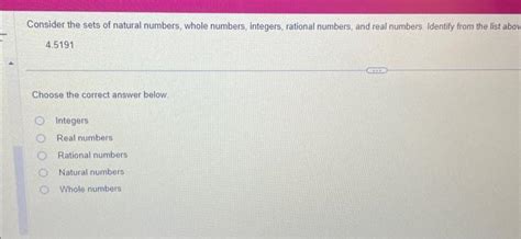 Solved Consider The Sets Of Natural Numbers Whole Numbers Chegg