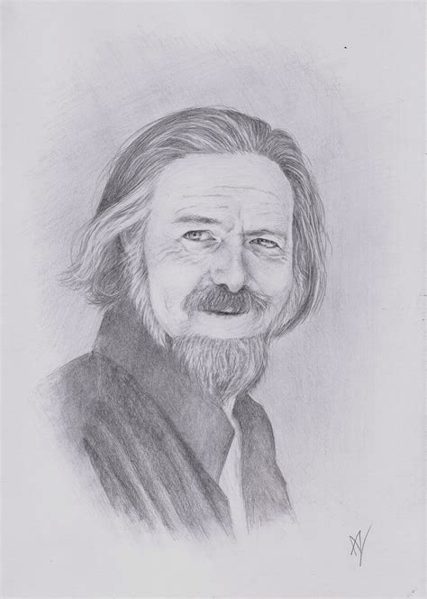 Alan Watts Portrait Graphite Drawing A4 Size Framed Inspirational