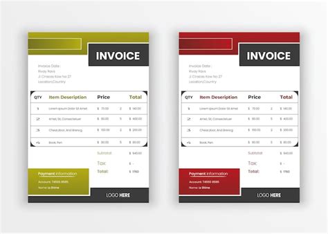 Premium Vector Vector Minimal Yellow Invoice Template Vector Design
