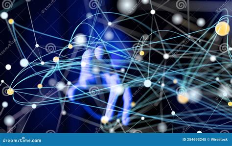 Businessman Touching Network Lines Communication And Networking