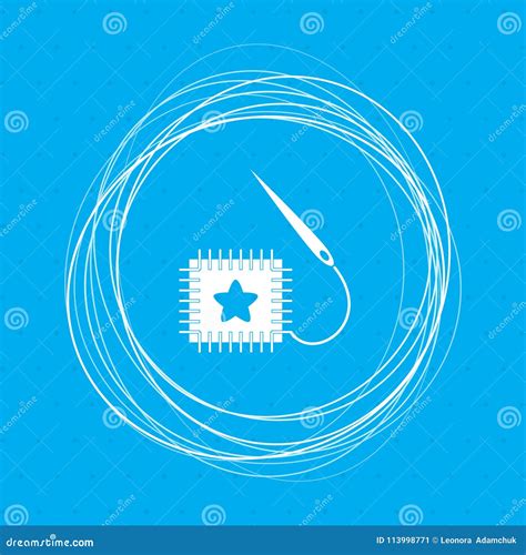 Patch Icon On A Blue Background With Abstract Circles Around And Place For Your Text Stock