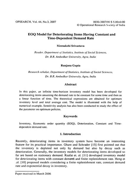 Eoq Model For Deteriorating Items Having Constant And Time Dependent