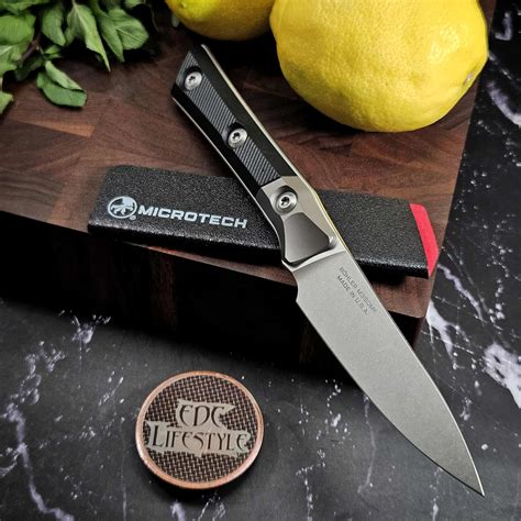Microtech Knives 35 M390 Pairing Knife Stonewash Standard Titanium