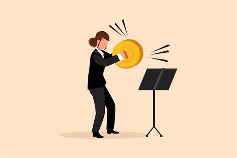 Premium Vector Business Design Drawing Female Musician Playing Cymbals Woman Performer Playing