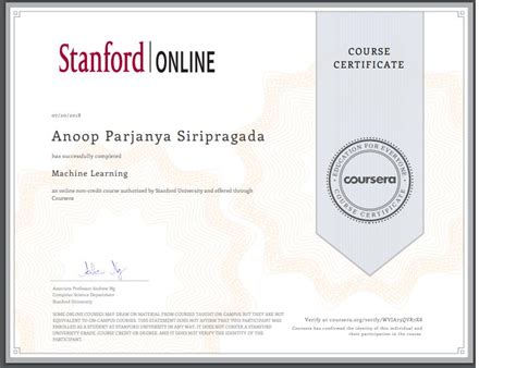 Anoop Parjanya On Linkedin Hello All Finally Completed The Ml Course On Coursera After 2