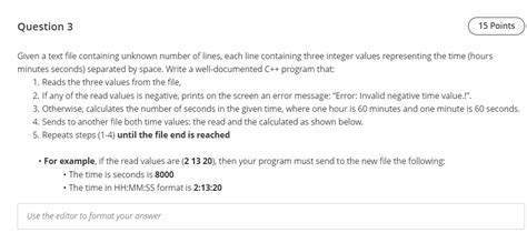 solved question 3 15 points given a text file containing