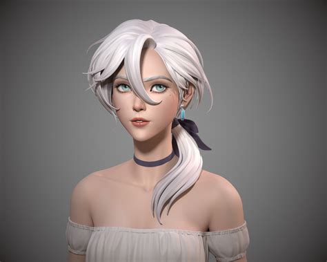 Artstation White Hair Girl Portrait 白发女孩头像练习 Weilun Ng Portrait