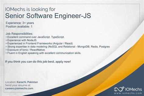 Iomechs On Linkedin Javascript Typescript Seniorsoftwareengineer