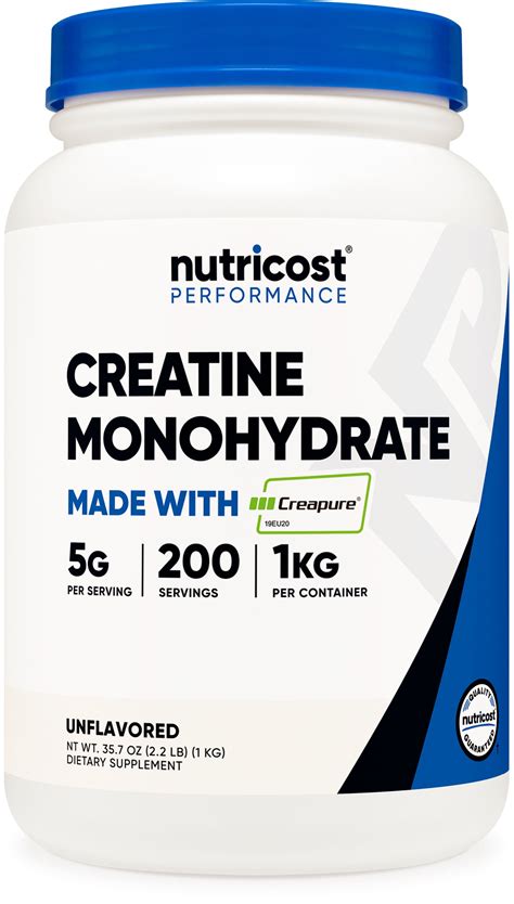 Nutricost Creapure Creatine Monohydrate 1kg Bulk Powder Made In Usa