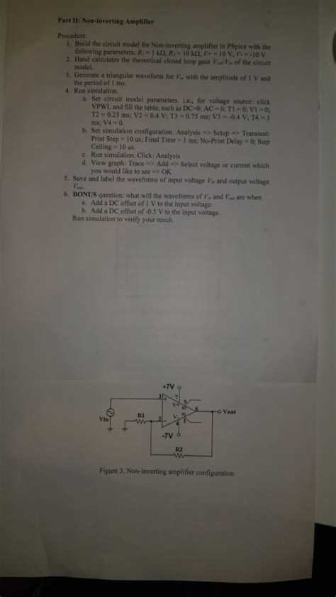solved part ii non inverting amplifier procedure 1 build