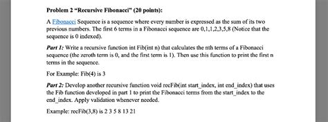 Solved Problem Recursive Fibonacci Points A Chegg