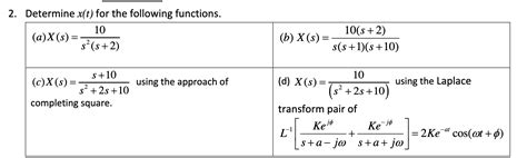Solved Determine X T For The Following Functions Chegg Com
