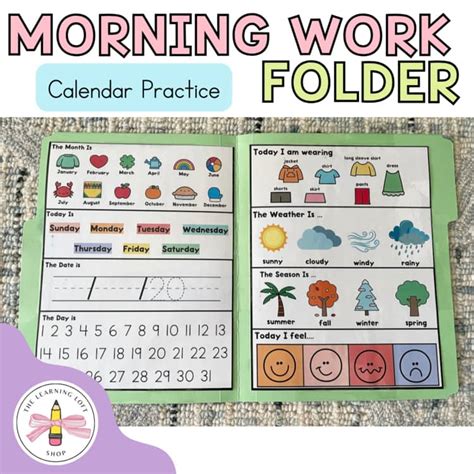 My Morning Work Folder Preschool And Kindergarten Calendar Work
