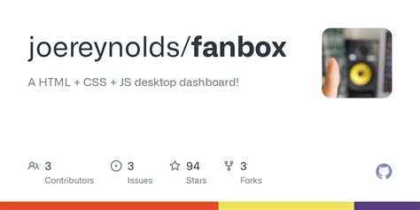 GitHub Joereynolds Fanbox A HTML CSS JS Desktop Dashboard