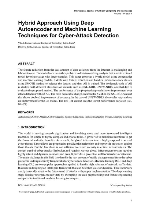Pdf Hybrid Approach Using Deep Autoencoder And Machine Learning