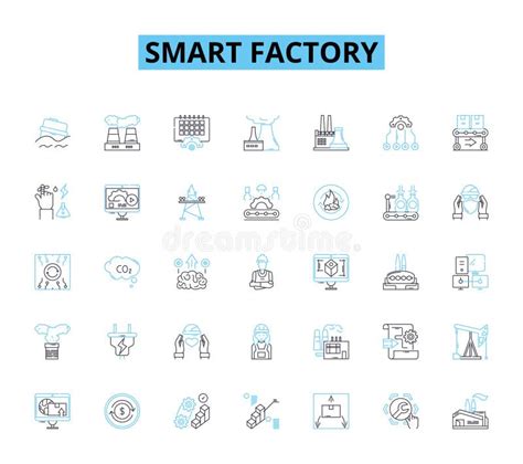 Smart Factory Linear Icons Set Automation Robotics Iot Industry