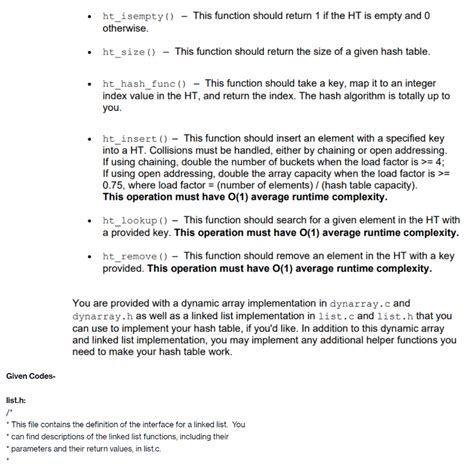 Part Implement A Hash Table Your Task For This Chegg