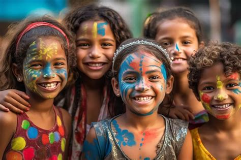 다민족 어린이들의 페이스페인팅인종차별없는세상 오픈프롬프트 Openprompt