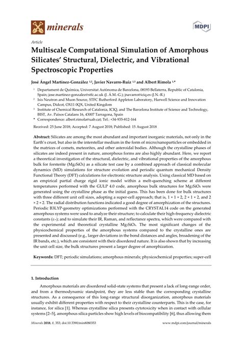Pdf Multiscale Computational Simulation Of Amorphous Silicates