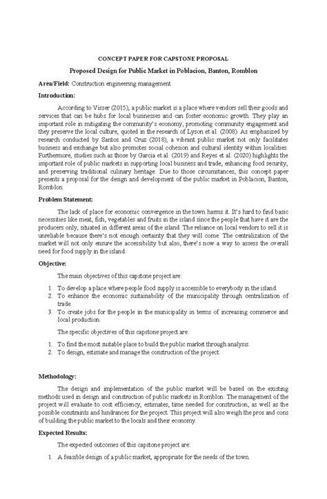 Example Of Concept Paper Concept Paper For Capstone Proposal Proposed Design For Public Market