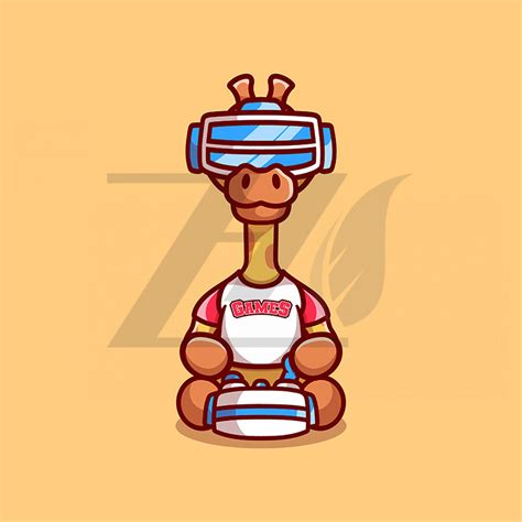 دانلود لوگو گیمر زرافه کوچک در حال بازی با هدست واقعیت مجازی دانلود