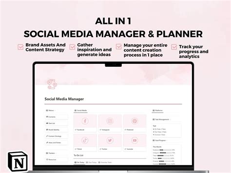 Notion Social Media Content Planner Digital Content Creator Template Notion Dashboard Content