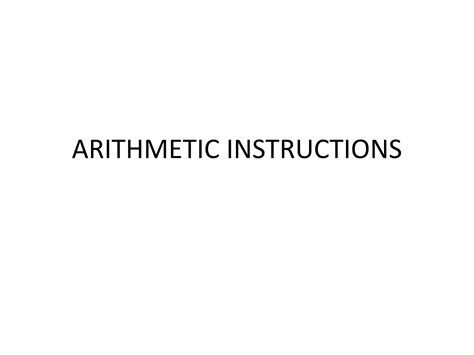 Arithmetic Instructionspptx Computing Technology And Computing