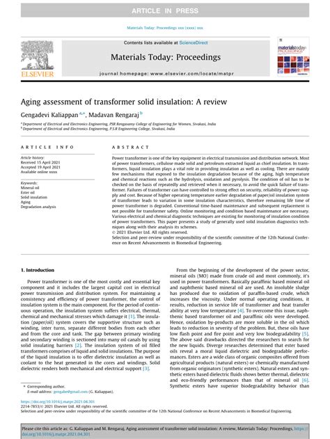Pdf Aging Assessment Of Transformer Solid Insulation A Review