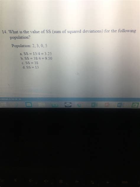 solved 14 what is the value of ss sum of squared