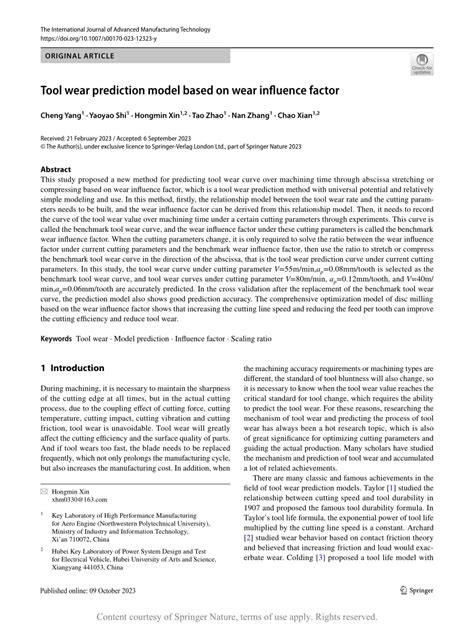 Tool Wear Prediction Model Based On Wear Influence Factor