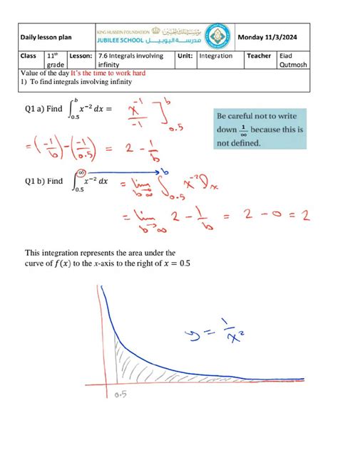 7 6 Integrals Involving Infinity Class Notes Pdf