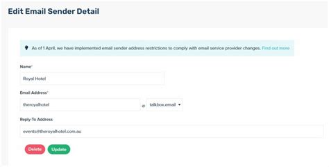 Adding A Reply To Email Address Talkbox Support Centre