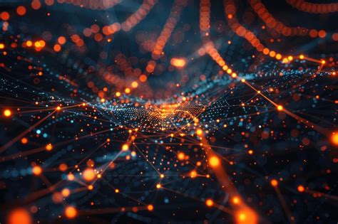 Futuristic Abstract Representation Of Digital Data Flow With Glowing Particles Premium Ai