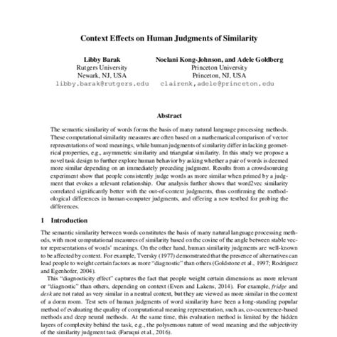 Context Effects On Human Judgments Of Similarity Acl Anthology