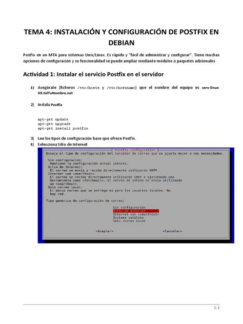 InstalaciÓn Y ConfiguraciÓn De Postfix En Debian Pdf Software Red