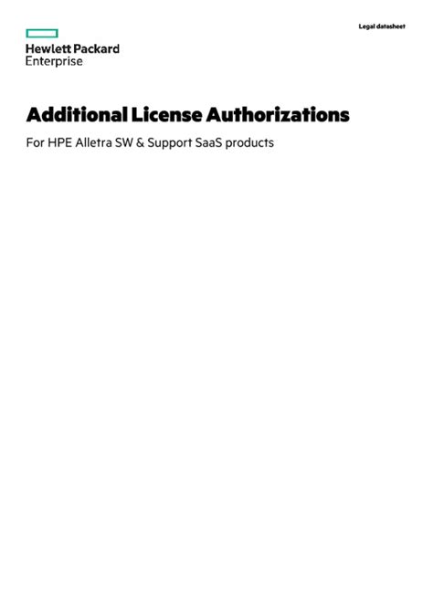 Hpe Alletra Sw And Support Saas Additional License Authorization