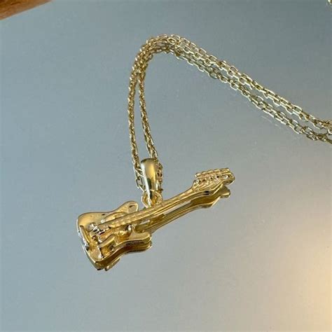 Sterling Silver Bass Guitar Necklace Bass Guitar Pendant Musical