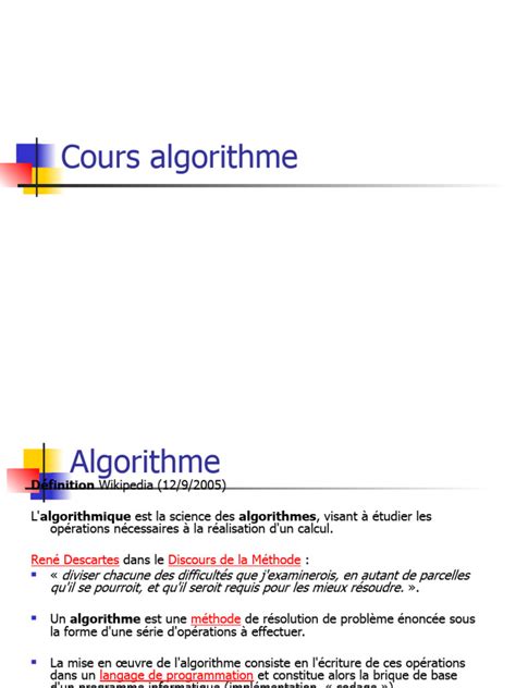 cours algorithme pdf programmation informatique booléen
