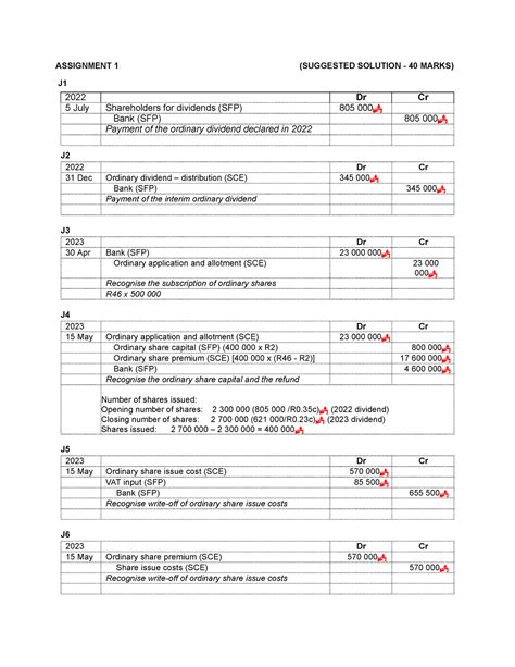 Assignment 1 Suggested Solution Assignment 1 Suggested Solution 40 Marks J J 2022 Dr Cr
