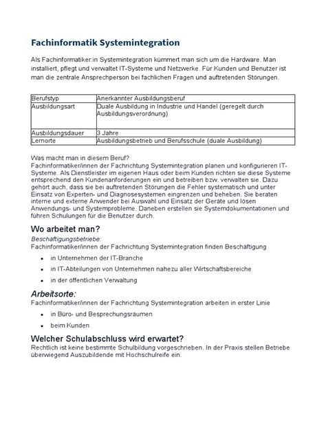Fachinformatik Systemintegration Pdf