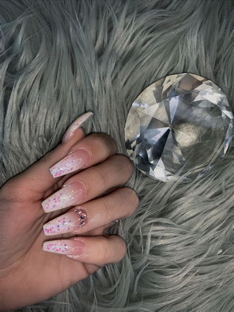 Holographic glitter ombré nude acrylic coffin nails Nails Glitter ombre Moisturizer for dry skin