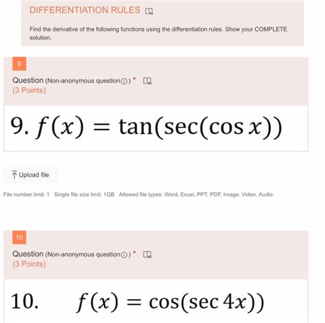 solved differentiation rules q find the derivative of the following