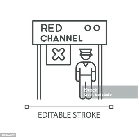 빨간색 채널 픽셀 완벽한 선형 아이콘 탑승 통로가 닫혔습니다 출국 금지 얇은 선 사용자 정의 일러스트레이션 윤곽 기호입니다 벡터 격리 된 윤곽선 도면입니다 편집 가능한