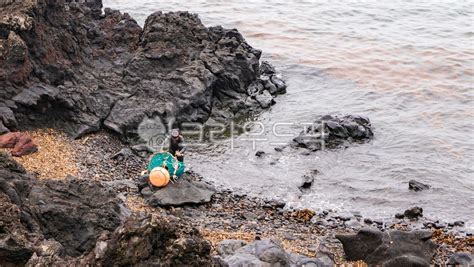 제주 제주도 해녀 잠녀 해변 사진 이미지 일러스트 캘리그라피 인추라기작가