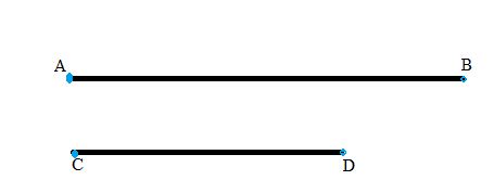 If Line Segment AB And Line Segment CD In The Accompanying Drawing Are Drawn To Scale What Does