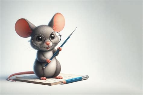 Premium Photo A Small Mouse With Glasses And A Pointer On A Clean