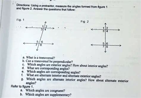 SOLVED Directions Using Protractor Measure The Angles Formed From Fgure And Figure